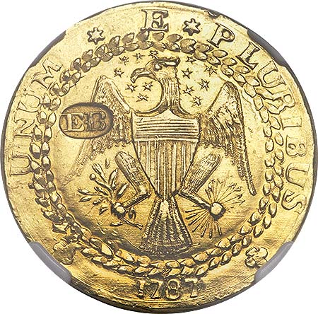 1787 DBLN Brasher Doubloon, EB on Wing, W-5840, MS63 NGC. CAC.... | Lot ...