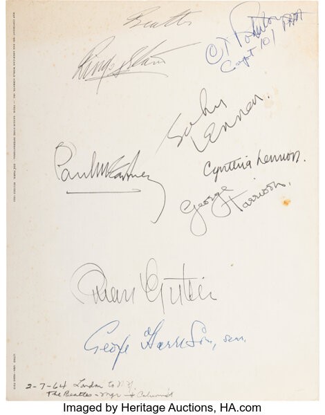 Come Together: A Historic Gathering of Beatles Signatures Tops Heritage ...